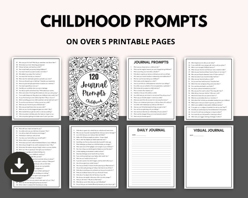 120 Childhood Journal Prompts, Childhood Reflection Journal ...
