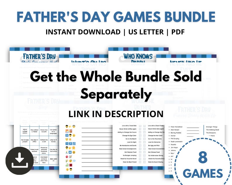Father’s Day Bingo Party Game, Printable Daddy Bingo Game, Family Game ...