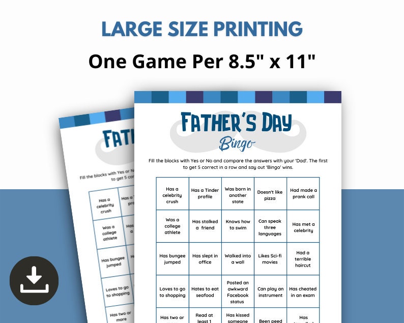 Father’s Day Bingo Party Game, Printable Daddy Bingo Game, Family Game ...