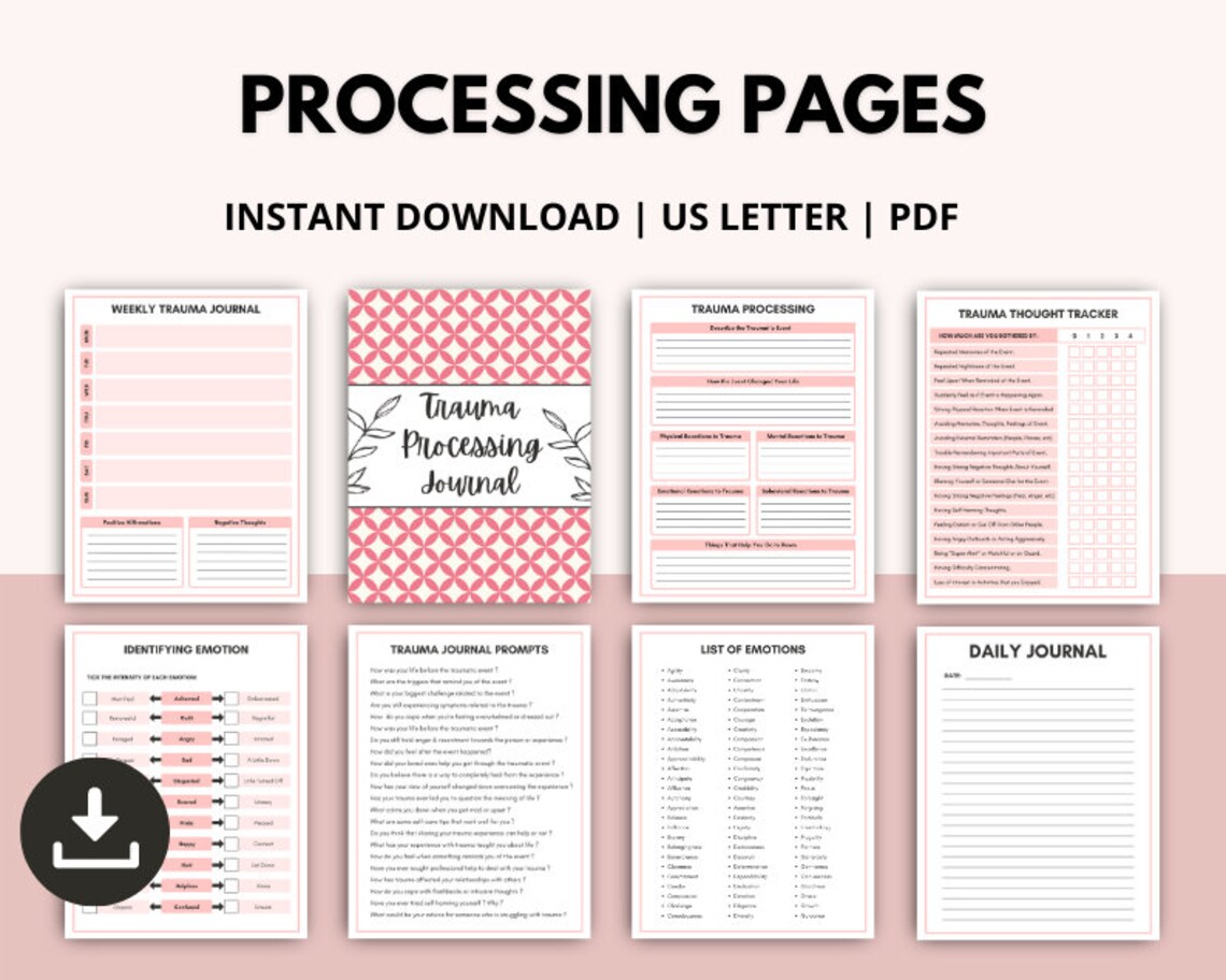 Trauma Processing Journal, Daily Thought Processing Tracker for Self ...