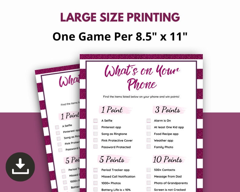 What’s on Her Phone Game, Adult Birthday Party Game, How Well You Know ...