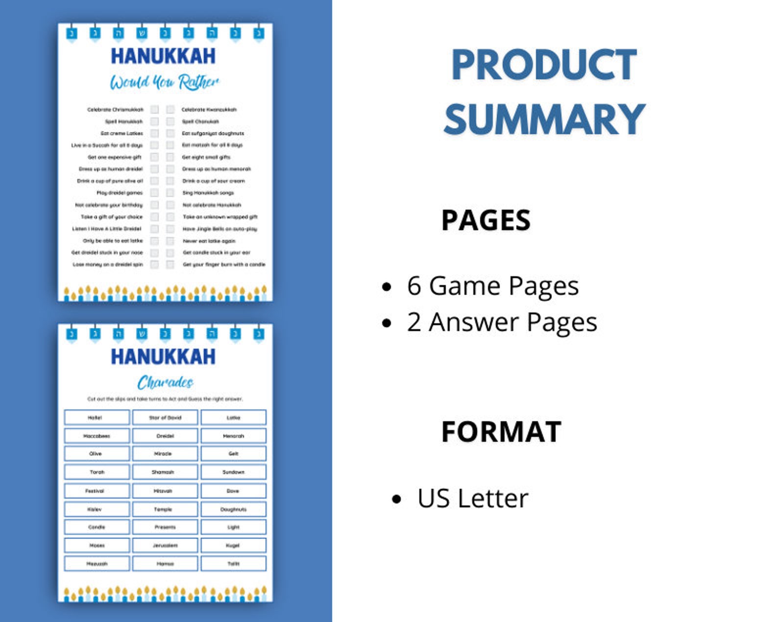 Hanukkah Party Games Bundle, Printable Hanukkah Games, Jewish Games ...