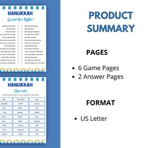 Hanukkah Party Games Bundle, Printable Hanukkah Games, Jewish Games ...