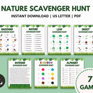 Nature Scavenger Hunt Games Bundle, Outdoor Scavenger Hunt Clues ...