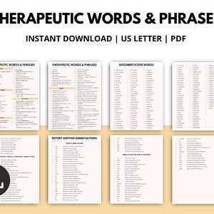 Therapeutic Intervention Words & Phrases, Therapy Abbreviations ...