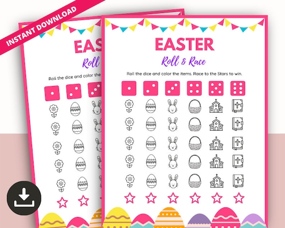 Easter Roll and Race Game Printable Easter Dice Game Fun | Etsy
