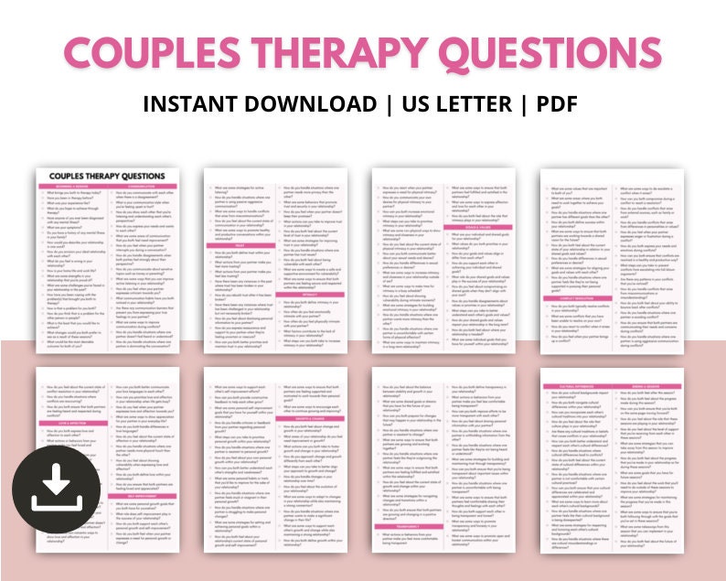 Couples Therapy Questions, Marriage Counseling Session Questions ...