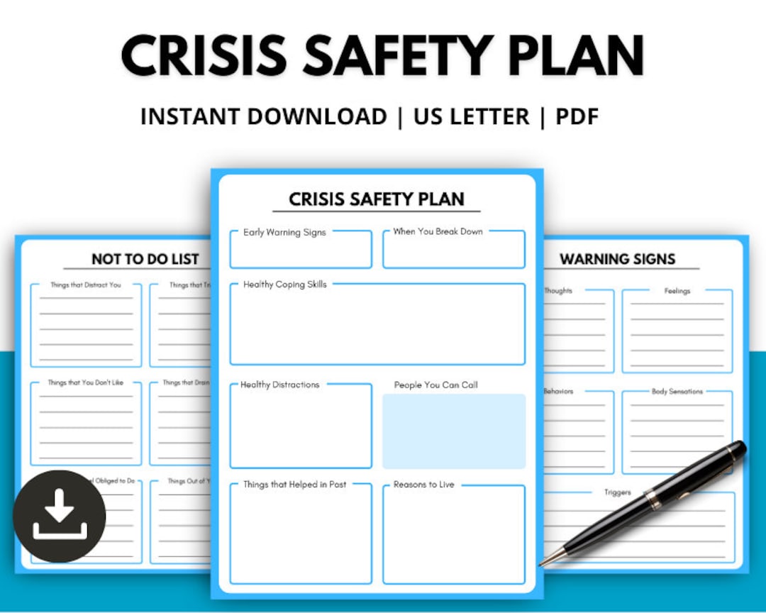 Crisis Safety Plan, Safety Crisis Plan Worksheet, Safety Plan Template ...