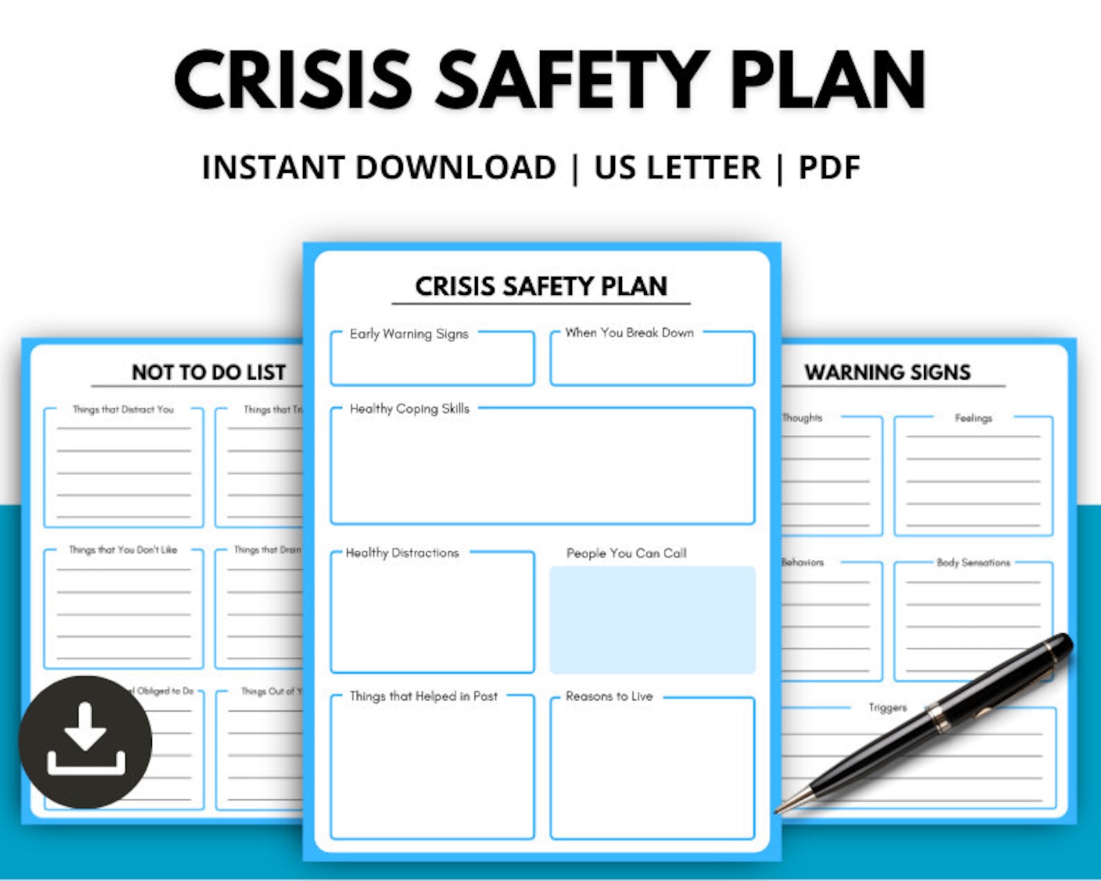 Crisis Safety Plan, Safety Crisis Plan Worksheet, Safety Plan Template ...