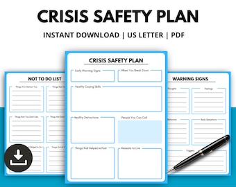 Crisis Safety Plan Counselling Worksheet Therapy Aid - Etsy