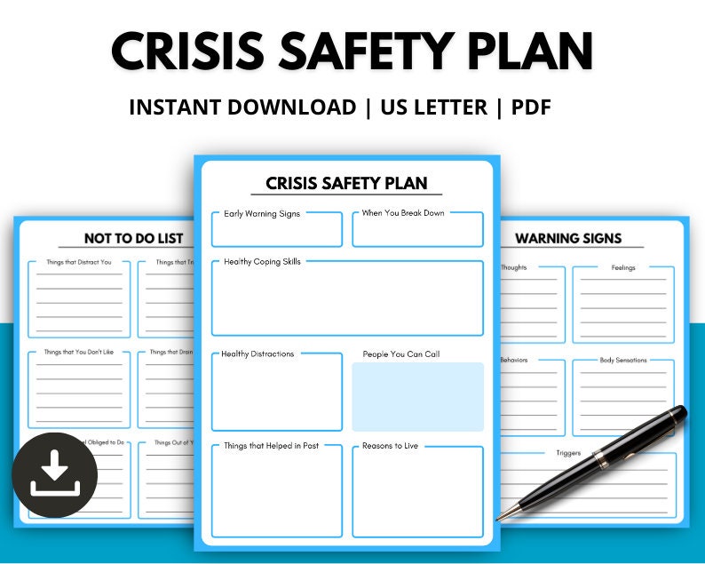 Crisis Safety Plan, Safety Crisis Plan Worksheet, Safety Plan Template ...