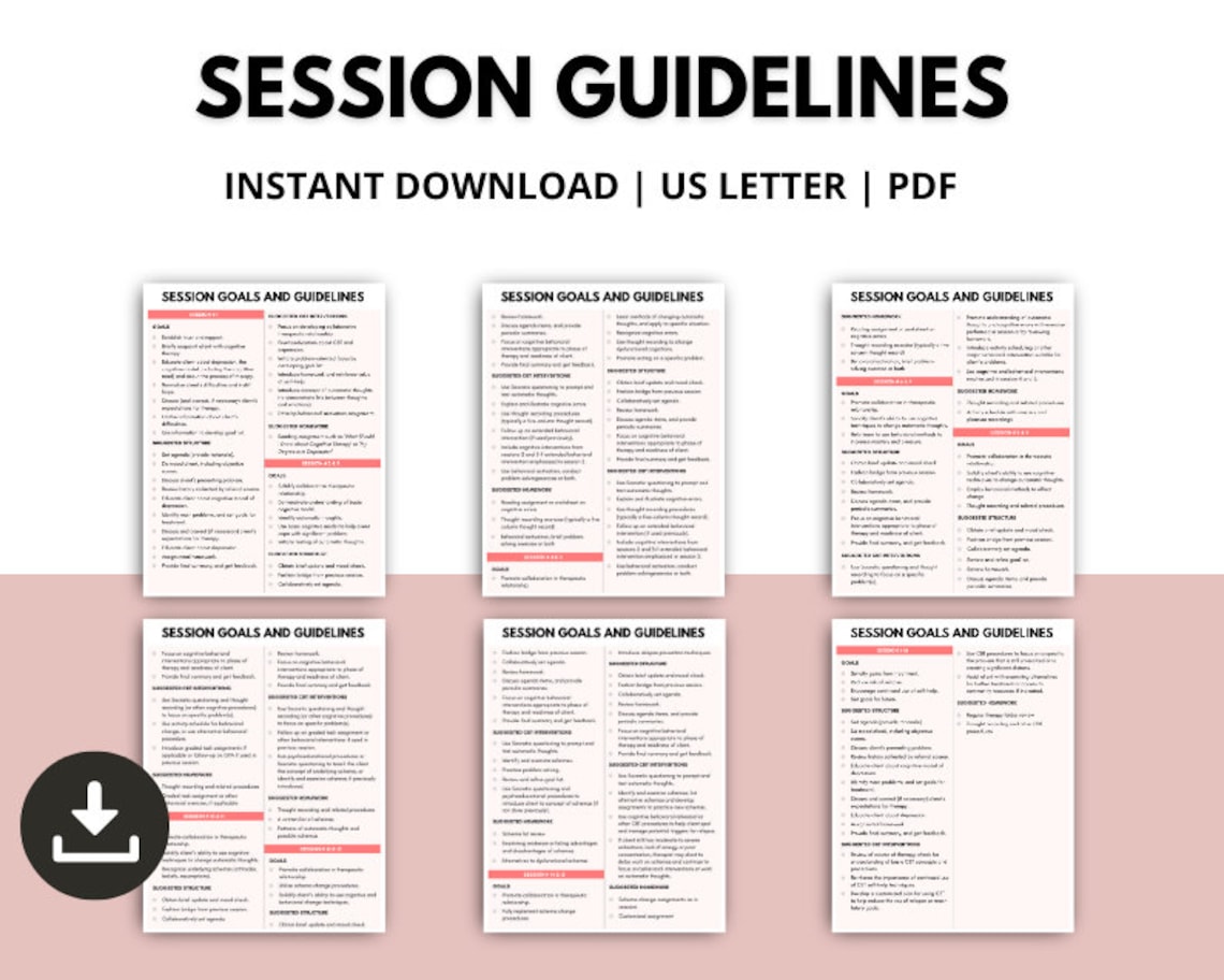 Therapy Session Goals and Guidelines, CBT Interventions List ...