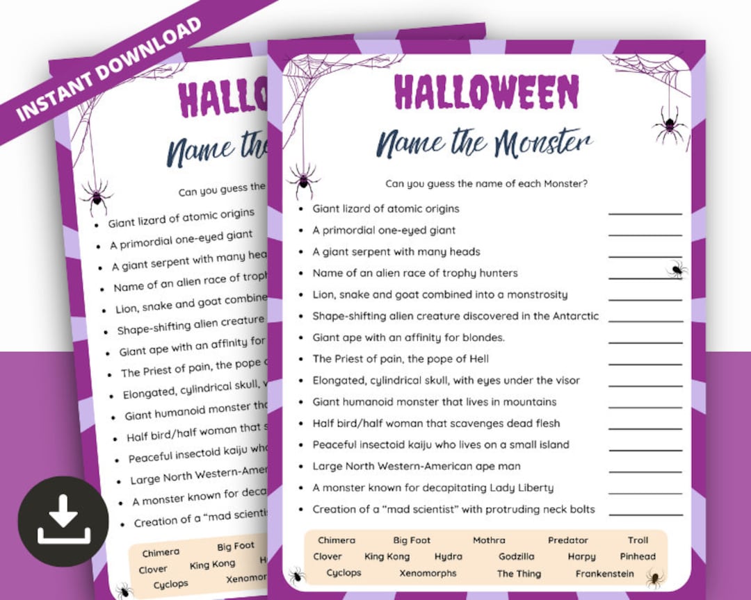 Halloween Name the Monster Game, Halloween Monster Quiz, Guess the ...