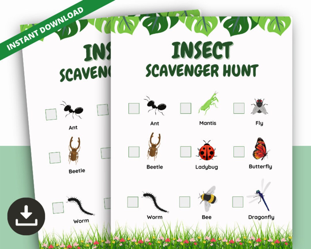 Insect Scavenger Hunt Game, Fun Backyard Scavenger Hunt, Bug Treasure ...