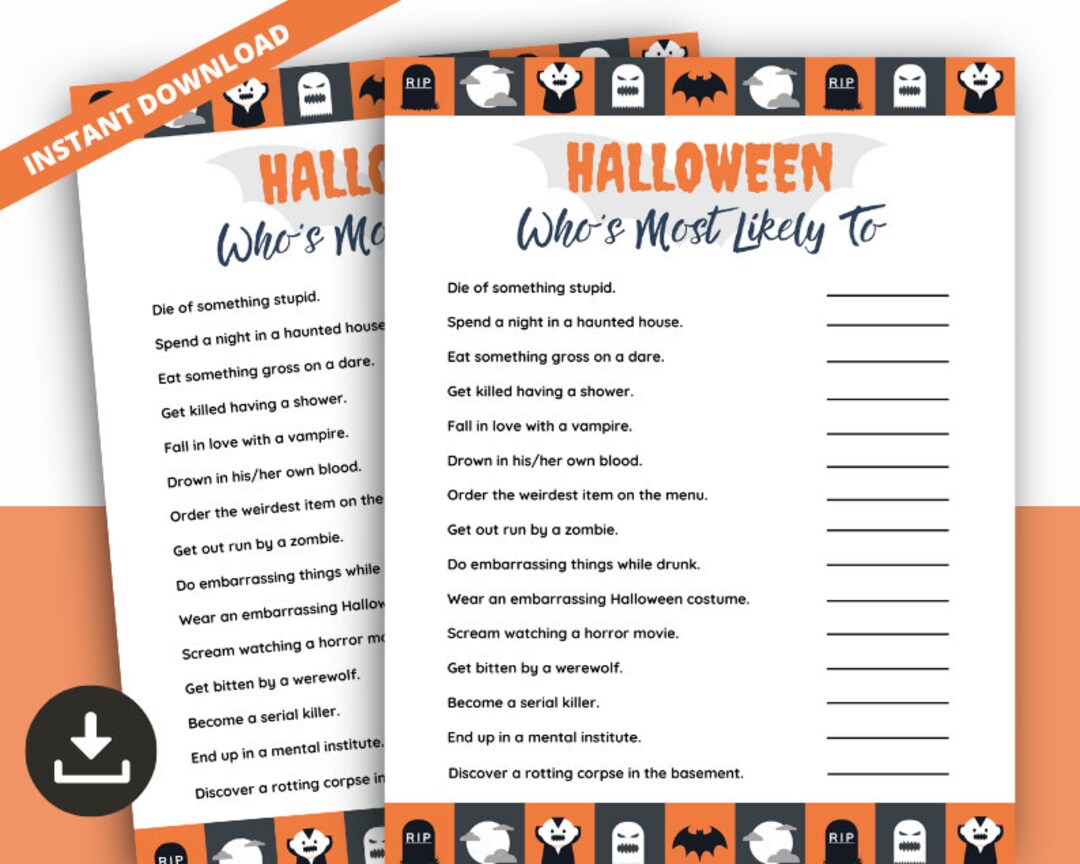 Halloween Who’s Most Likely to Game, Halloween Night Quiz, Horror ...