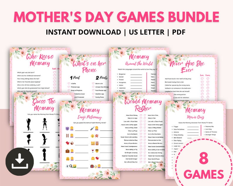 Mothers Day Games Bundle, Mommy Emoji Pictionary, Mommy Movie Quiz ...