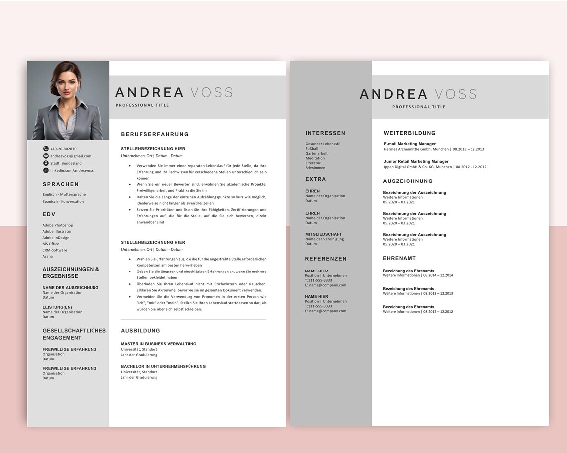 Application Template, Resume Template, German CV, Application Templates ...