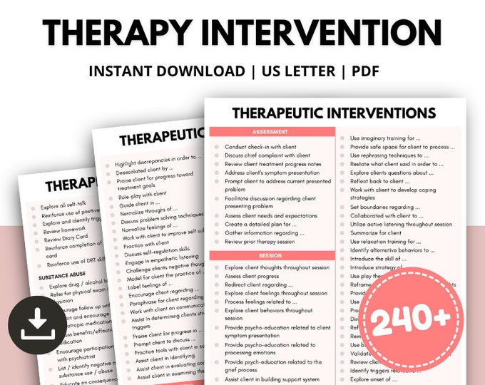 Therapeutic Interventions, Therapy Intervention List, Therapist Cheat ...