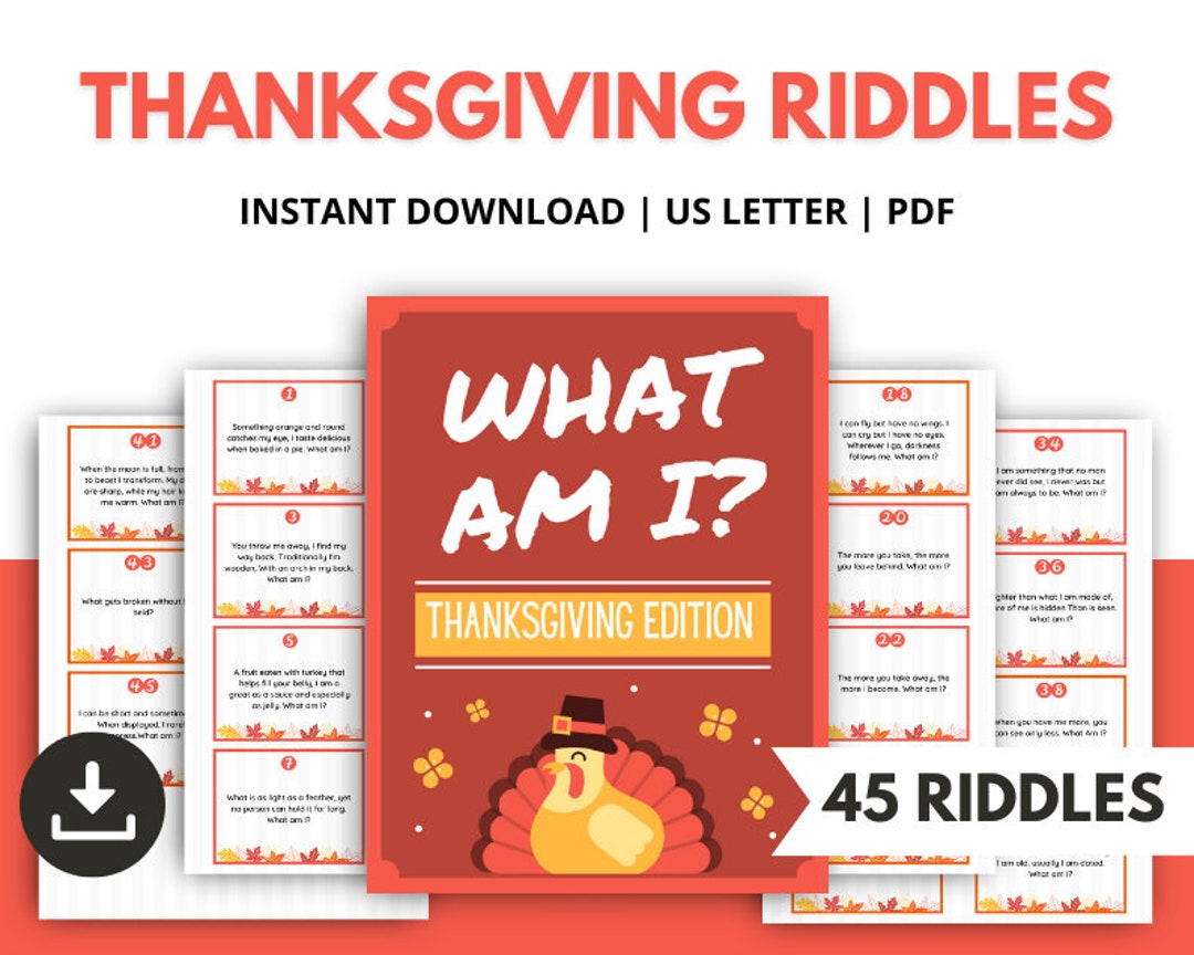 Thanksgiving Riddles Game, Thanksgiving What Am I Riddles, Printable ...