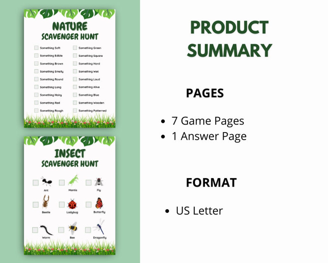 Nature Scavenger Hunt Games Bundle, Outdoor Scavenger Hunt Clues ...