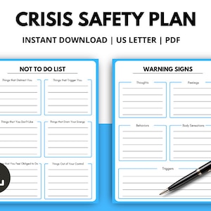 Crisis Safety Plan, Safety Crisis Plan Worksheet, Safety Plan Template ...