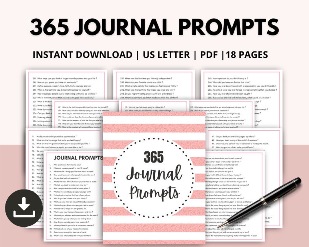 365 Journal Prompts, Daily Gratitude Journal Prompts, Digital Journal ...