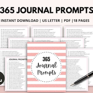 365 Journal Prompts, Daily Gratitude Journal Prompts, Digital Journal ...