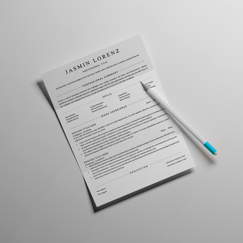 ATS Friendly Resume Template Word, Pages, ATS Cv Resume Template ...