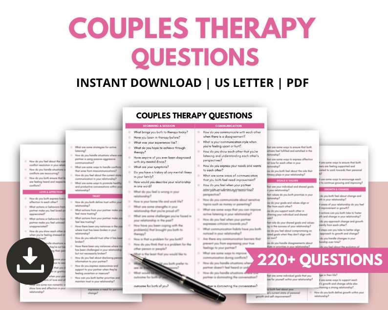 Couples Therapy Questions, Marriage Counseling Session Questions ...