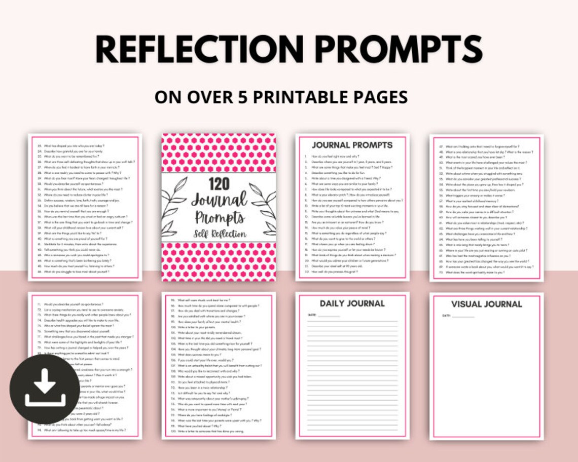 120 Self Reflection Journal Prompts Daily Reflection Journal - Etsy