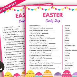 Easter Candy Quiz Game, Printable Guess the Candy Quiz, Fun Easter ...