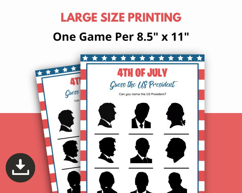 Fourth of July US President Game, 4th of July Trivia Game, Guess the US ...