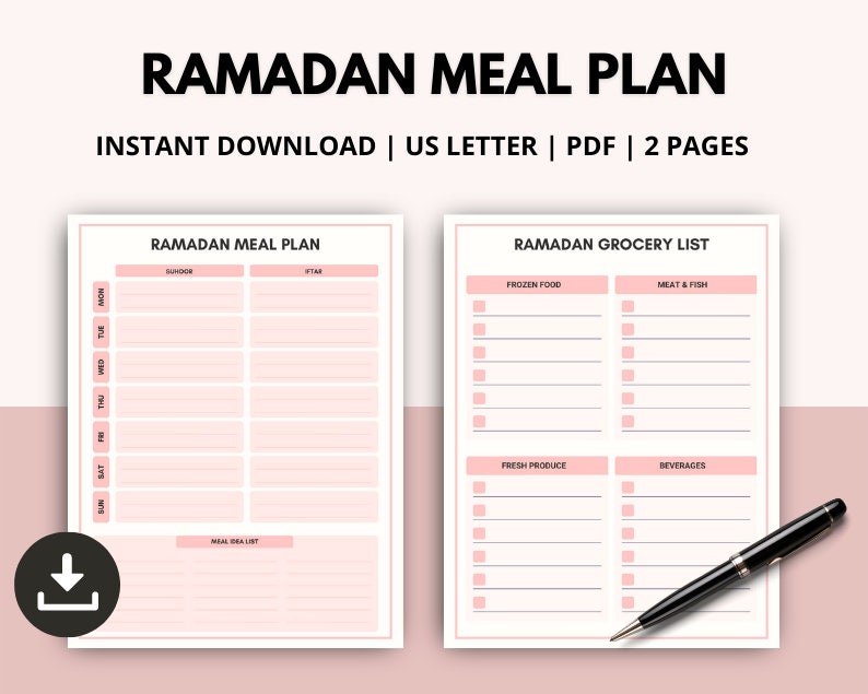 Ramadan Journal Prompts, Ramadan Planner Digital, Ramadan Meal Plan ...