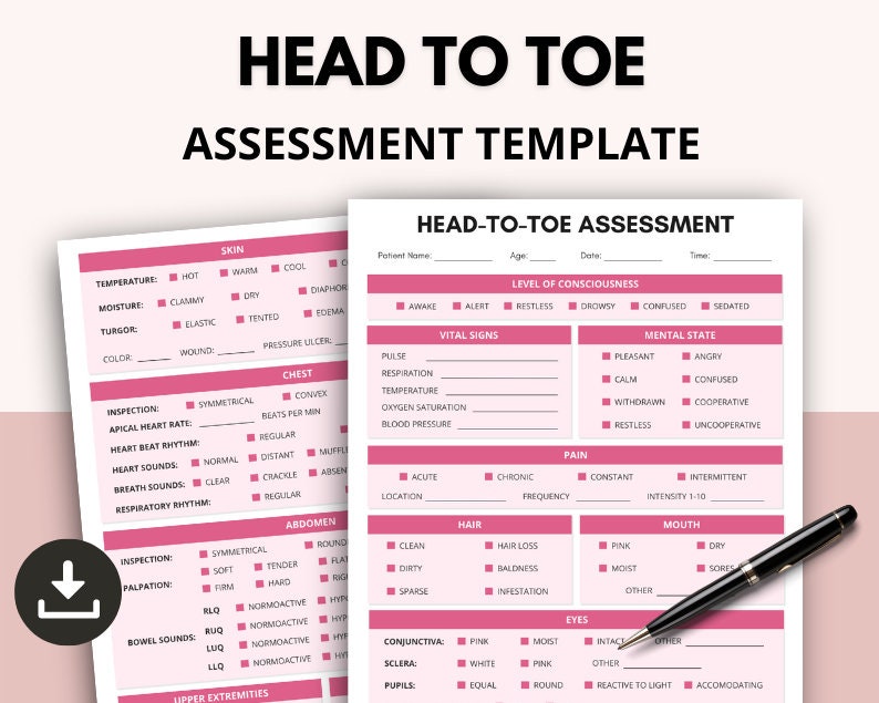 Head to Toe Assessment Checklist, Head to Toe Assessment Template ...