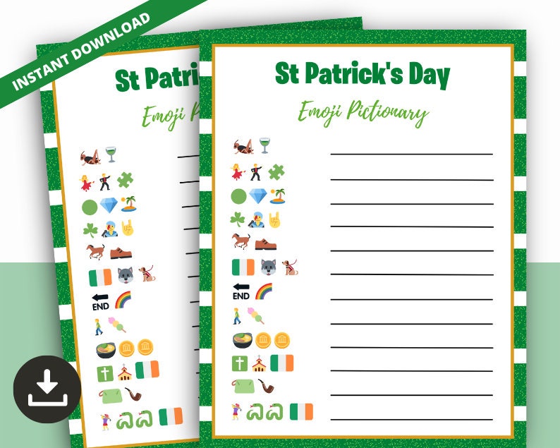 St Patrick's Day Emoji Pictionary Game, Irish Trivia (printable) - Etsy