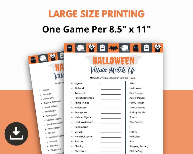 Halloween Movie Villain Match up Game, Halloween Trivia, Scary Movie ...