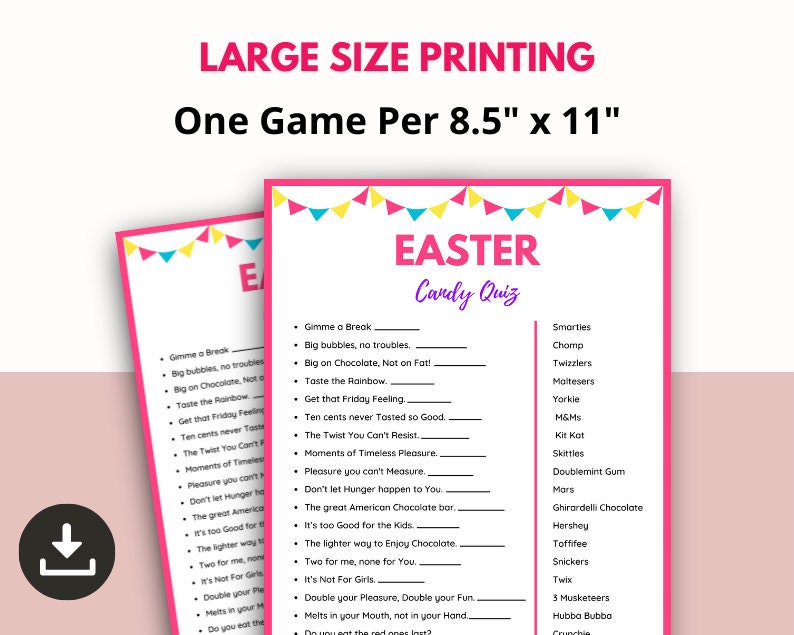Easter Candy Quiz Game, Printable Guess the Candy Quiz, Fun Easter ...