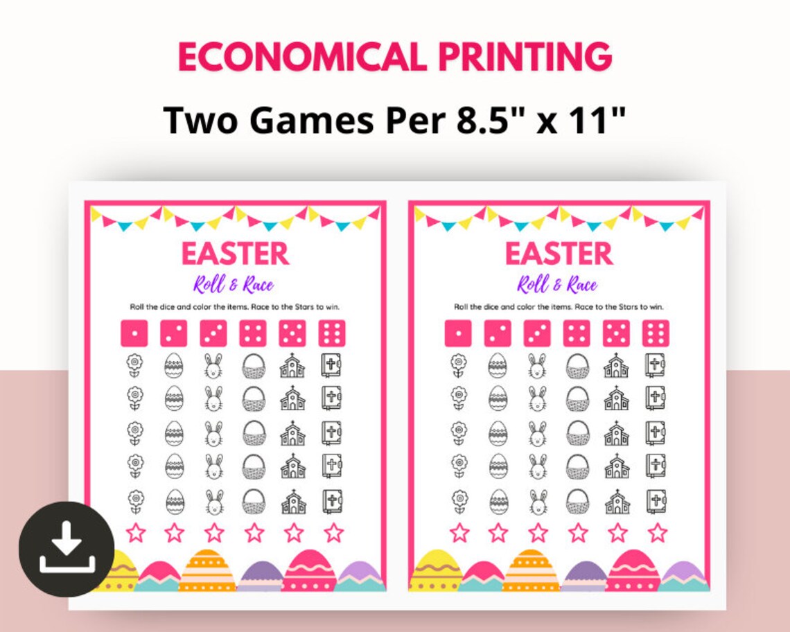 Easter Roll and Race Game, Printable Easter Dice Game, Fun Easter Party ...