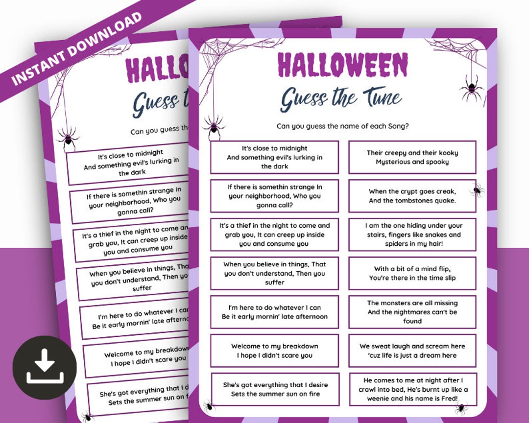 Halloween Tune Match up Quiz, Halloween Music Quiz, Guess the Tune ...
