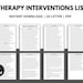 Therapy Intervention List, Therapist Progress Notes, Therapist Cheat ...