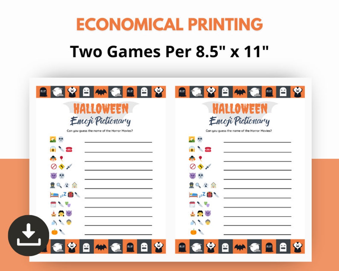 Halloween Emoji Pictionary Game, Scary Emoji Quiz, Halloween Movie ...