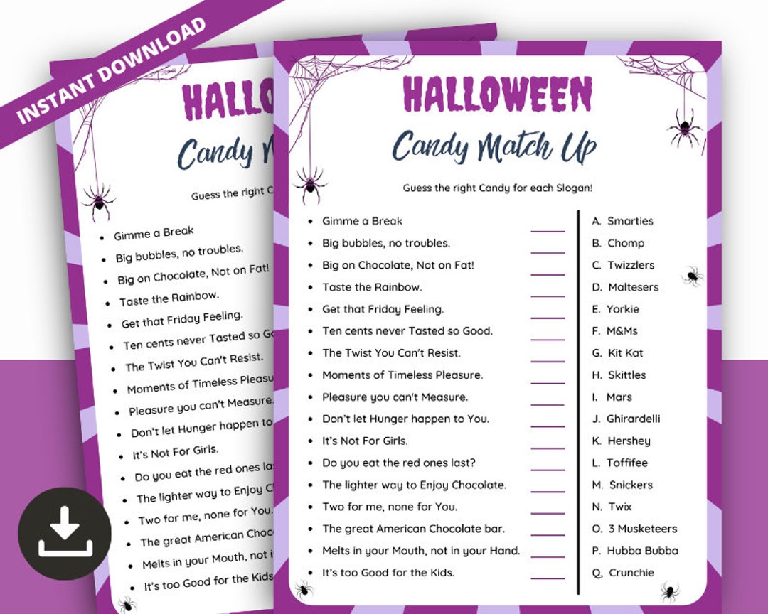 Halloween Candy Match up Game, Halloween Trivia, Fun Candy Trivia ...