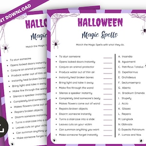 Halloween Magic Spells Match up Game, Magic Spells Quiz, Guess the ...