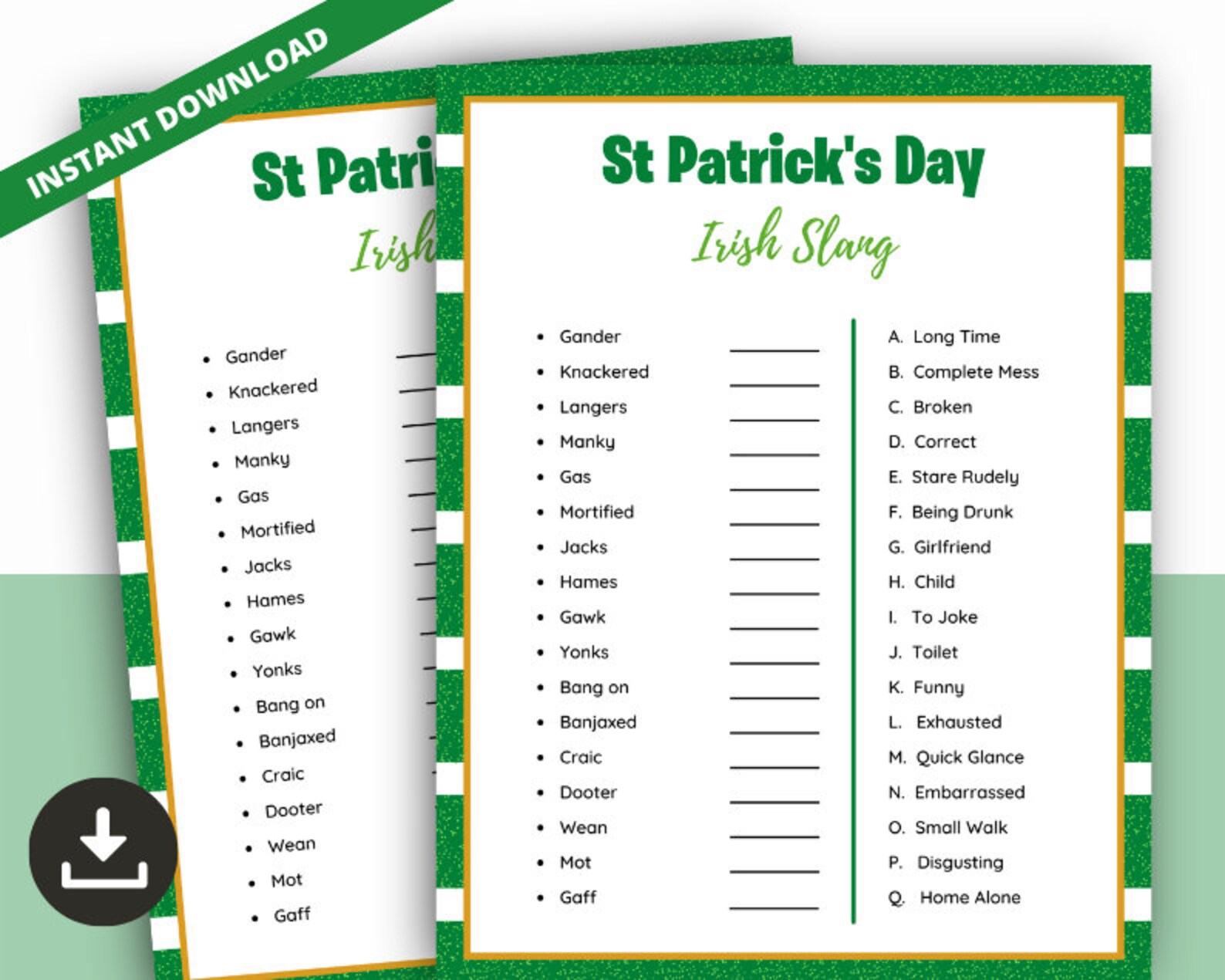 St Patrick Day Slang Quiz, Irish Slang Trivia Game, Fun St Paddys Party ...