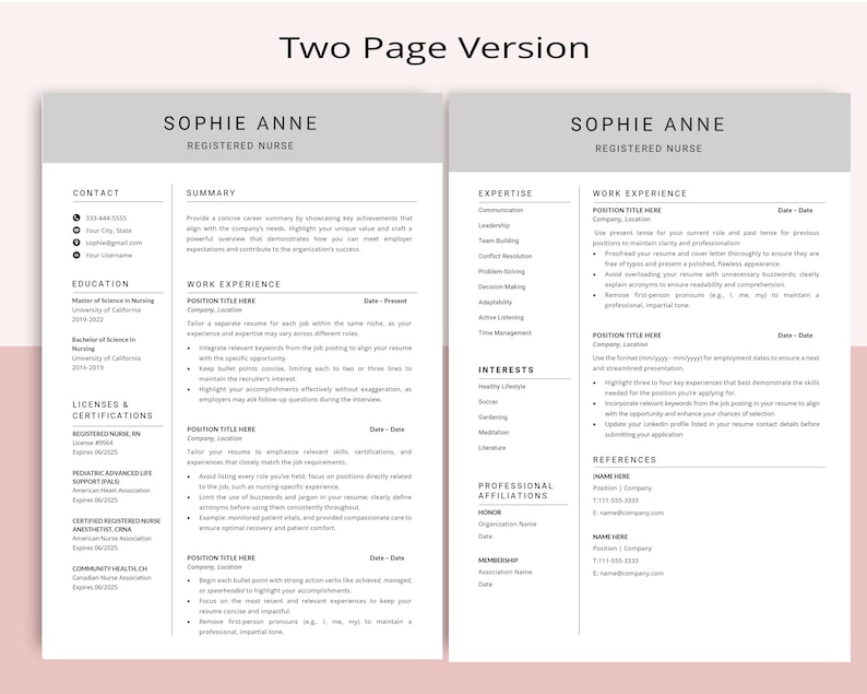 Nursing Resume Template Registered Nurse Practitioner Resume Medical CV ...