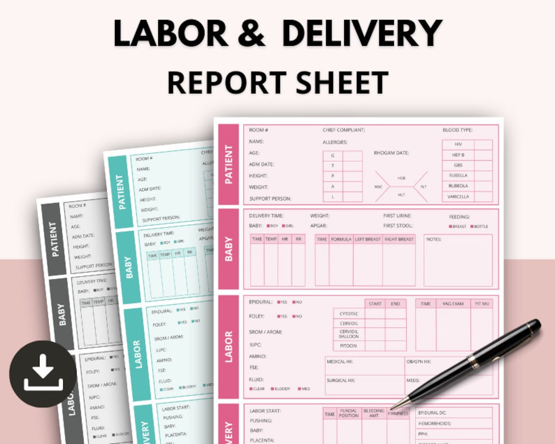 Labor and Delivery Nurse Report Template Labor and Delivery - Etsy