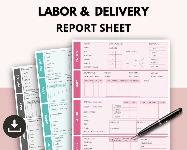 Labor and Delivery Nurse Report Template, Labor and Delivery Report ...