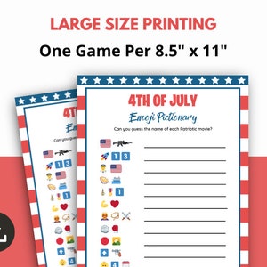Fourth of July Emoji Pictionary Game, 4th of July Trivia Game ...