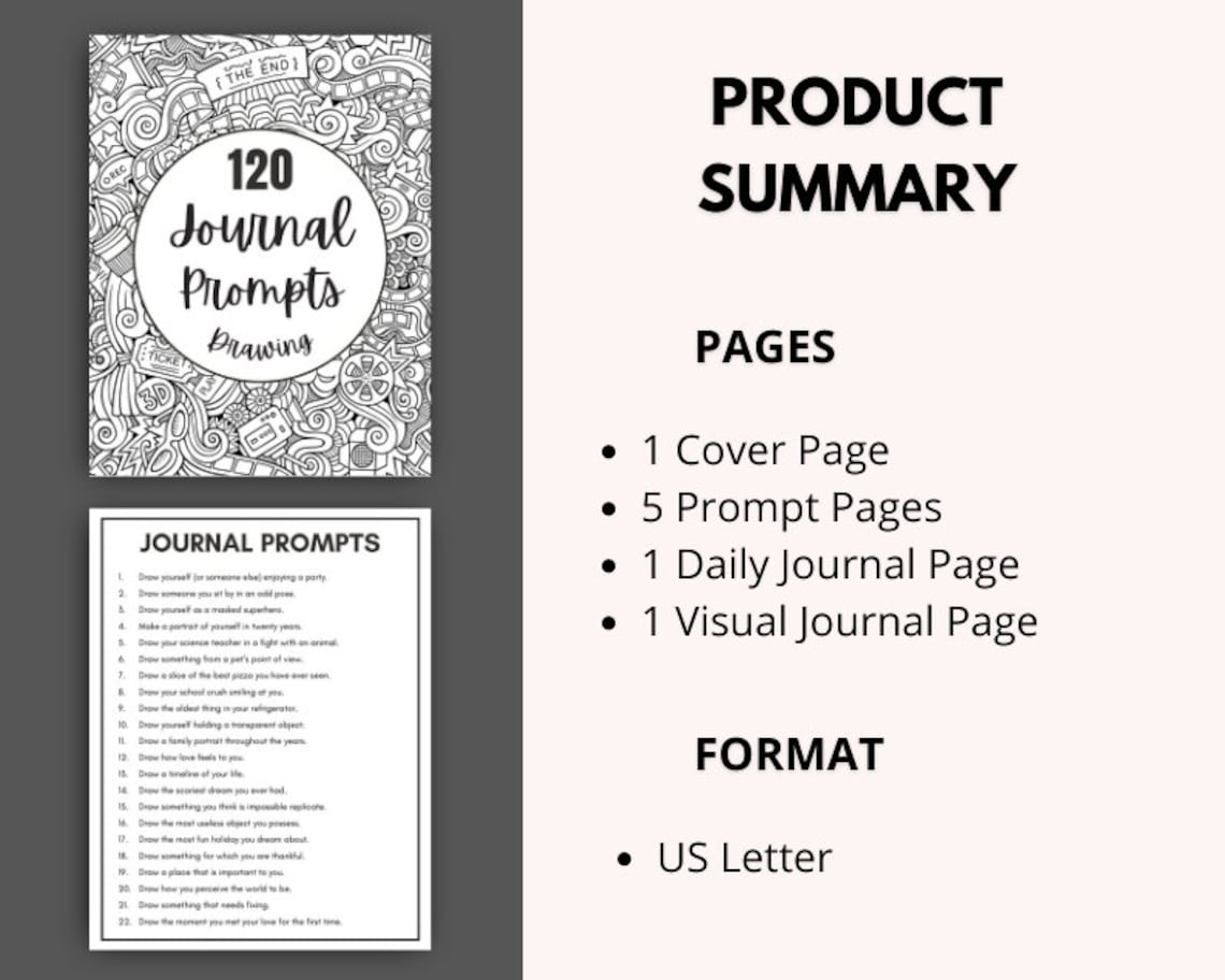 120 Drawing Journal Prompts Visual Journal Prompts Artwork - Etsy