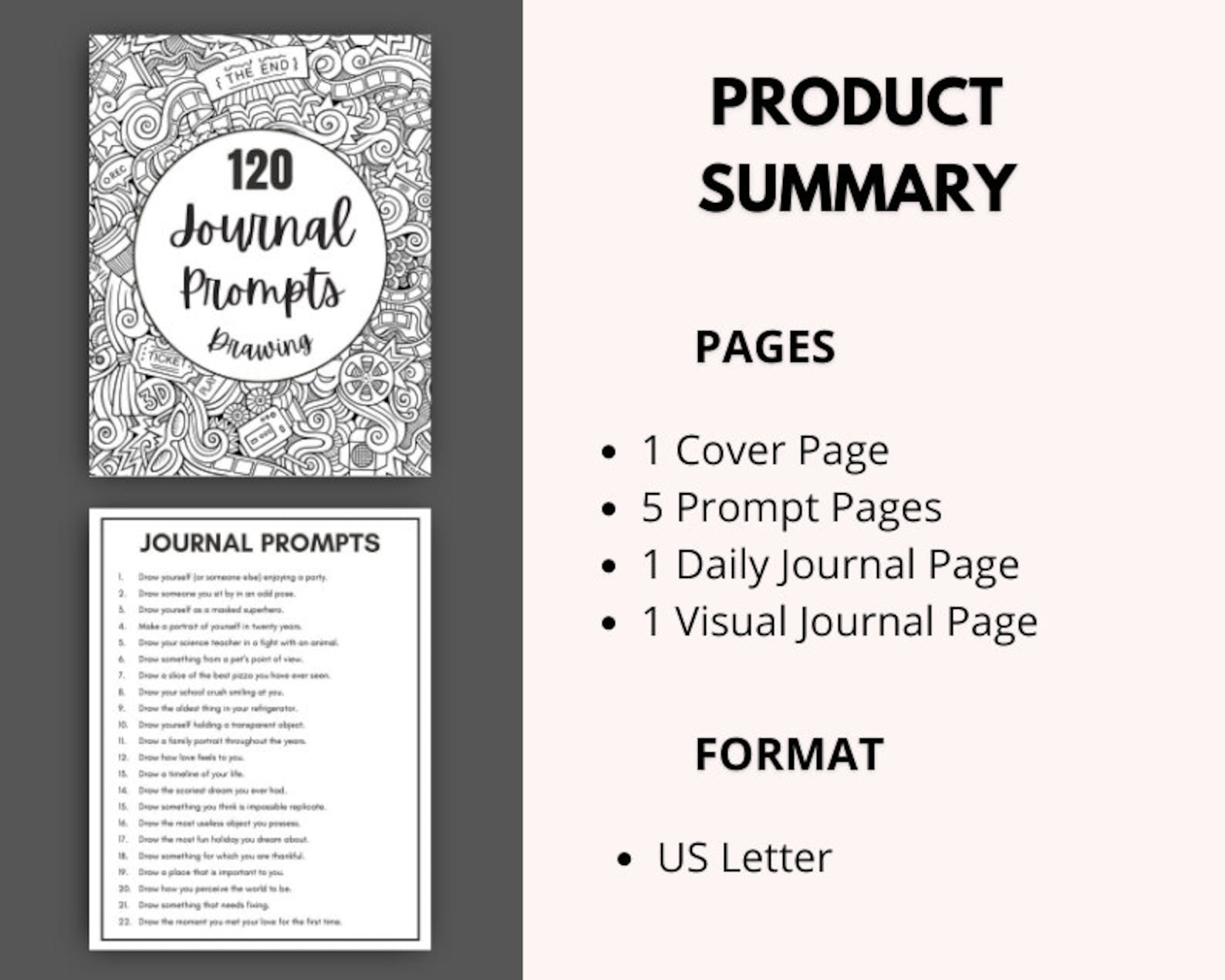 120 Drawing Journal Prompts Visual Journal Prompts Artwork - Etsy